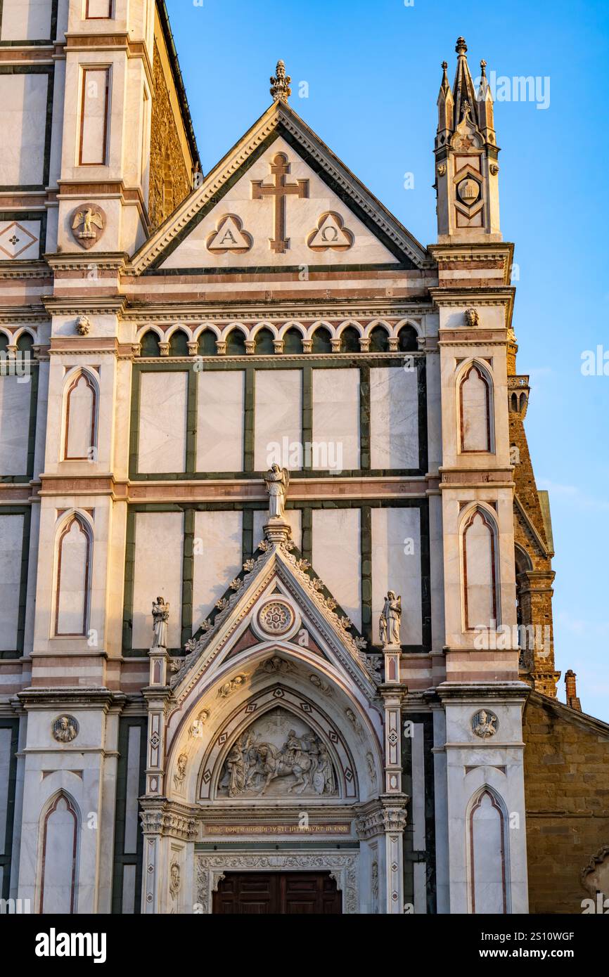 The facade of the Basilica of Santa Croce or Basilica of the Holy Cross ...