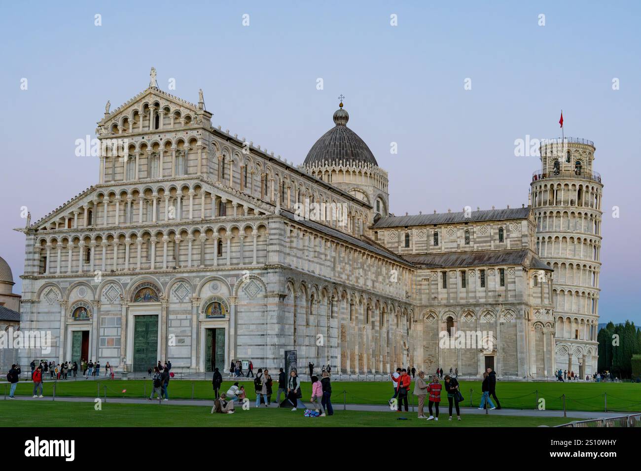 The Pisa Cathedral and Leaning Tower in the Piazza dei Miracoli in Pisa ...