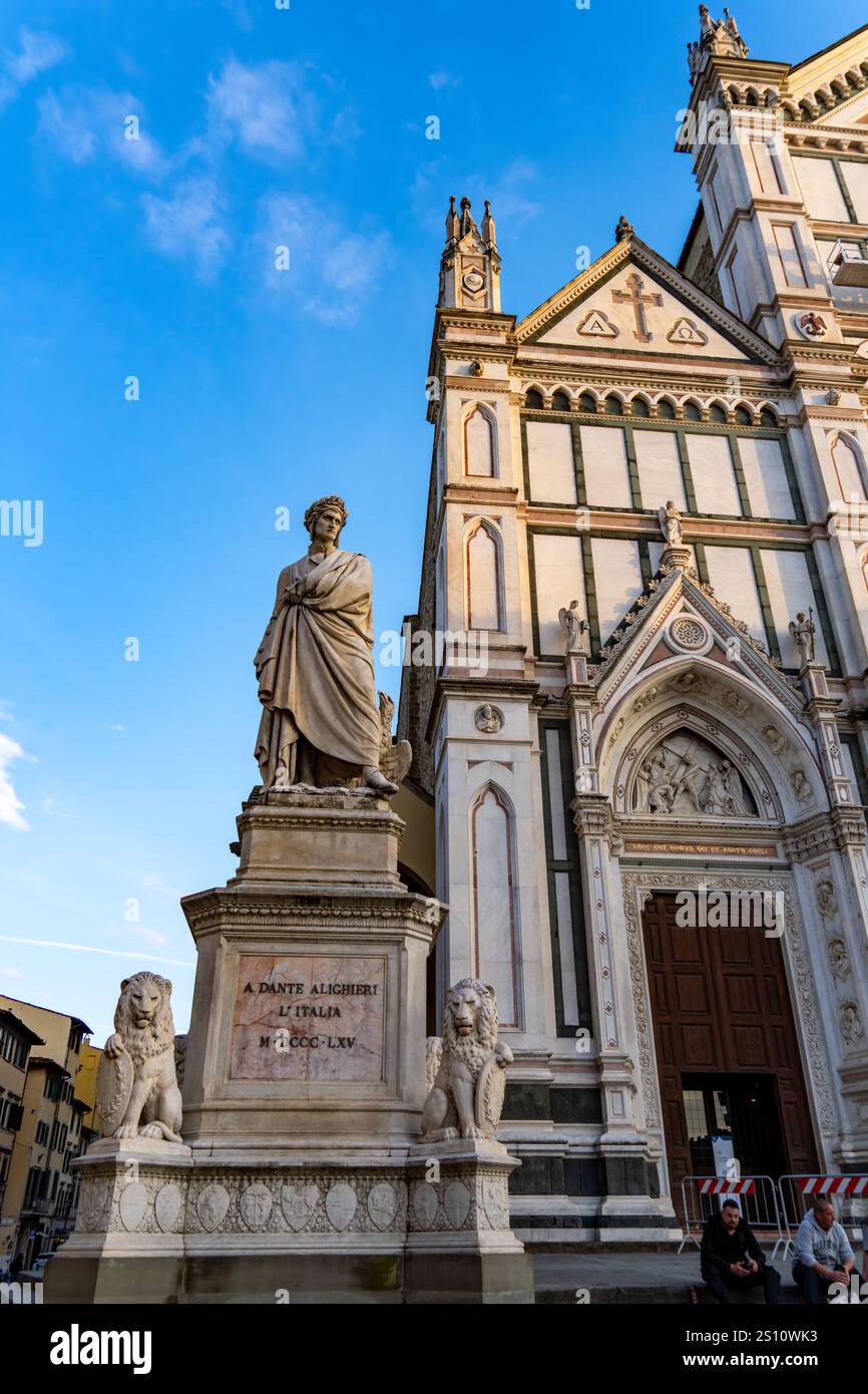Statue of Dante Alighieri in the Piazza Santa Croce, beside the ...