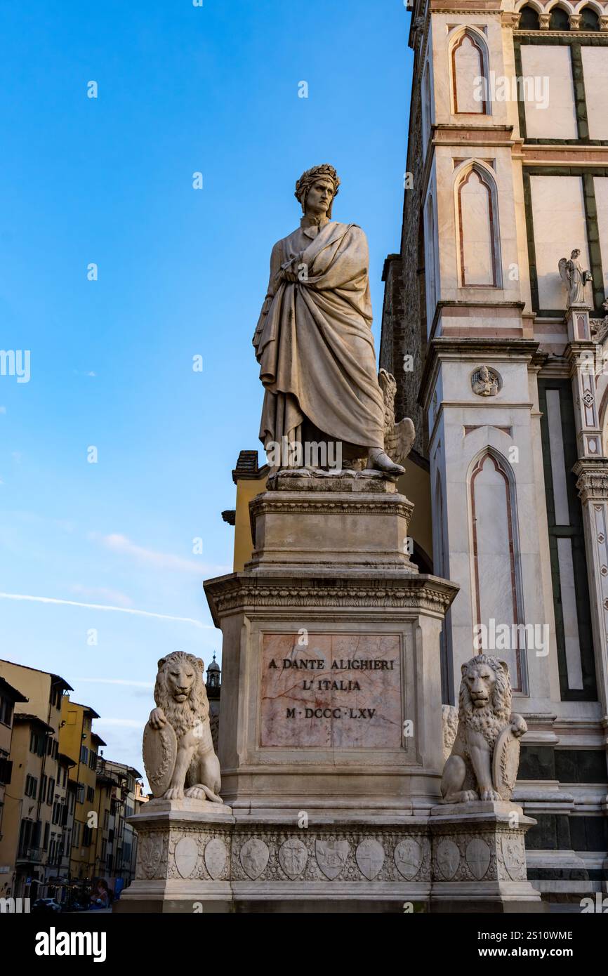Statue of Dante Alighieri in the Piazza Santa Croce, beside the ...