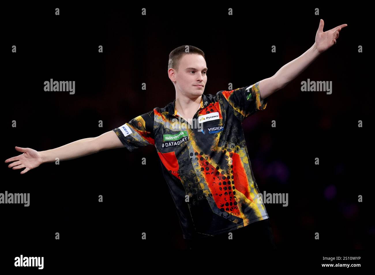 Ricardo Pietreczko reacts during his match against Nathan Aspinall ...