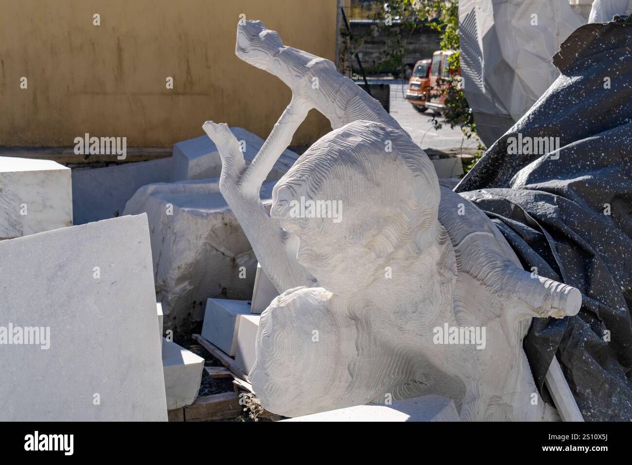 A sculpture roughed out with a CNC milling machine prior to hand ...