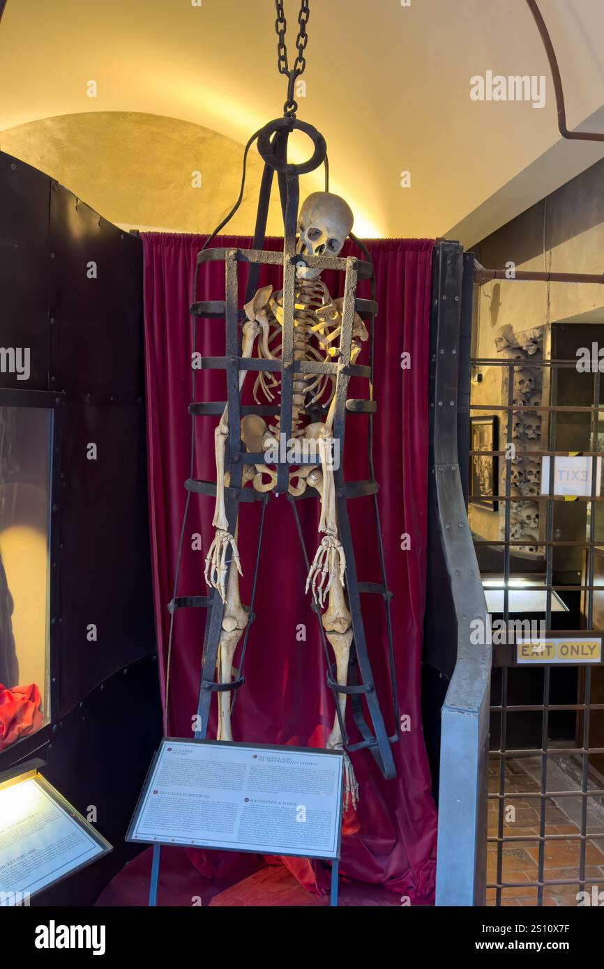 Entrance to the Torture Museum in the medieval walled town of San ...