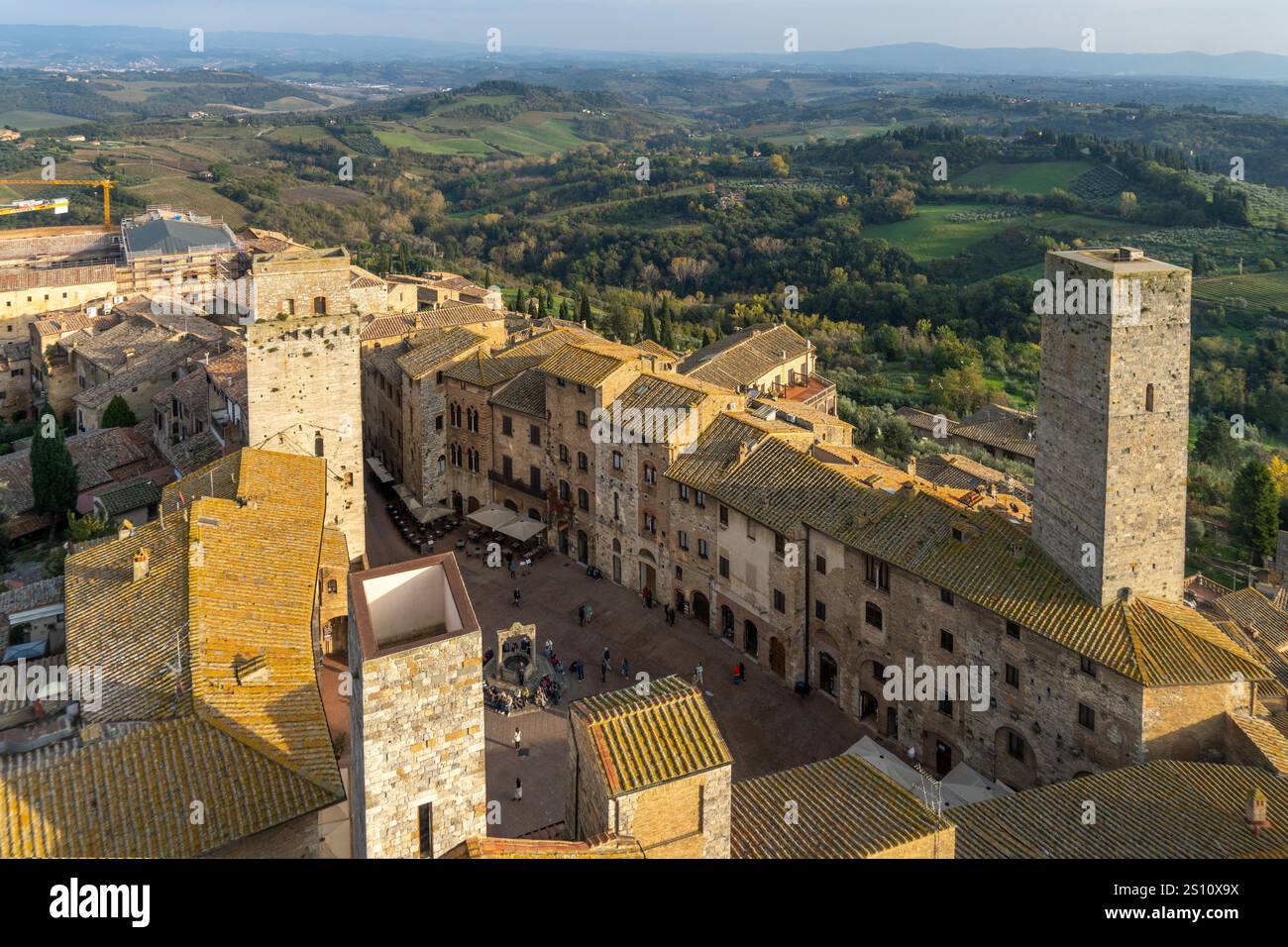 Torre dei Becci, right, overlooks the Piazza della Cisterna in the ...