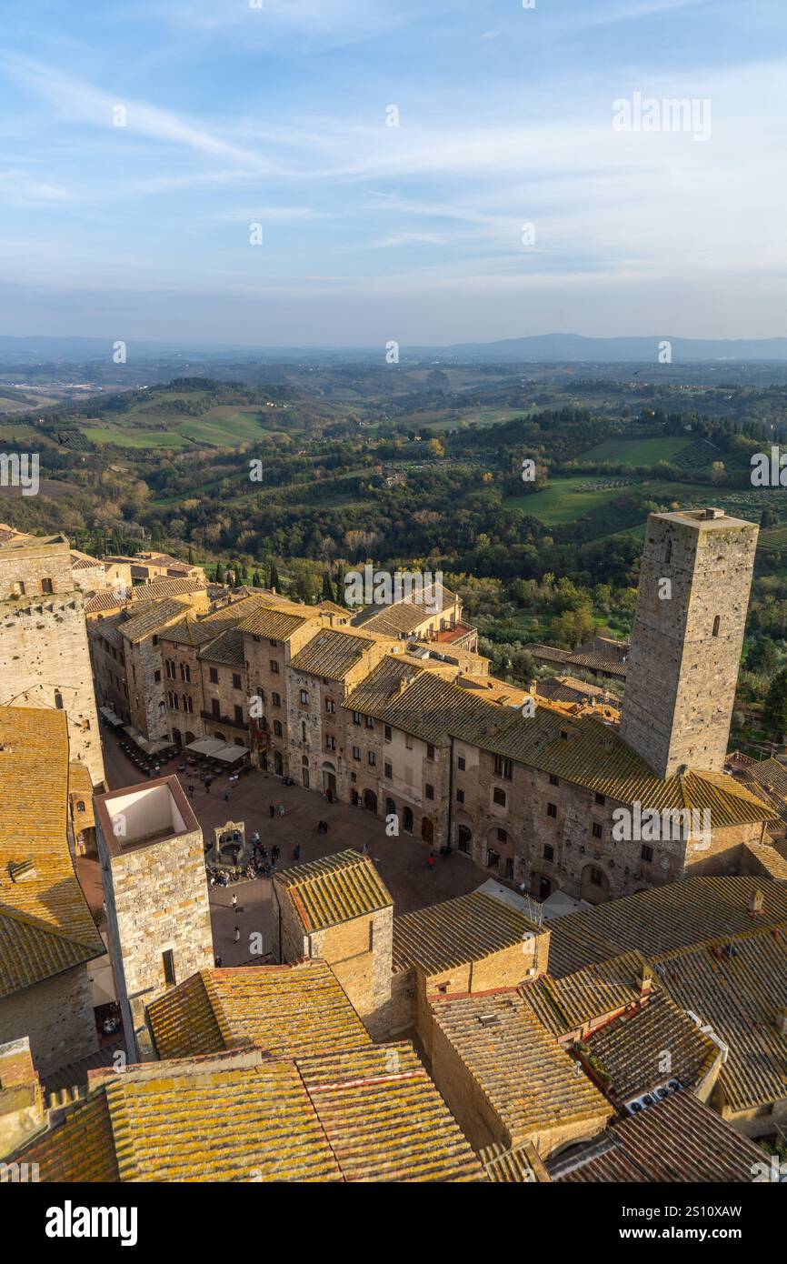 Torre dei Becci overlooks the Piazza della Cisterna in the medieval ...