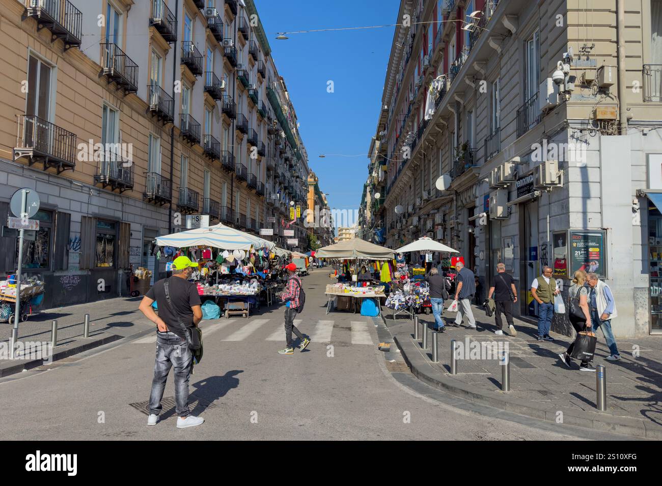 Markets on the street of apartment buildings by Piazza Garibaldi and ...