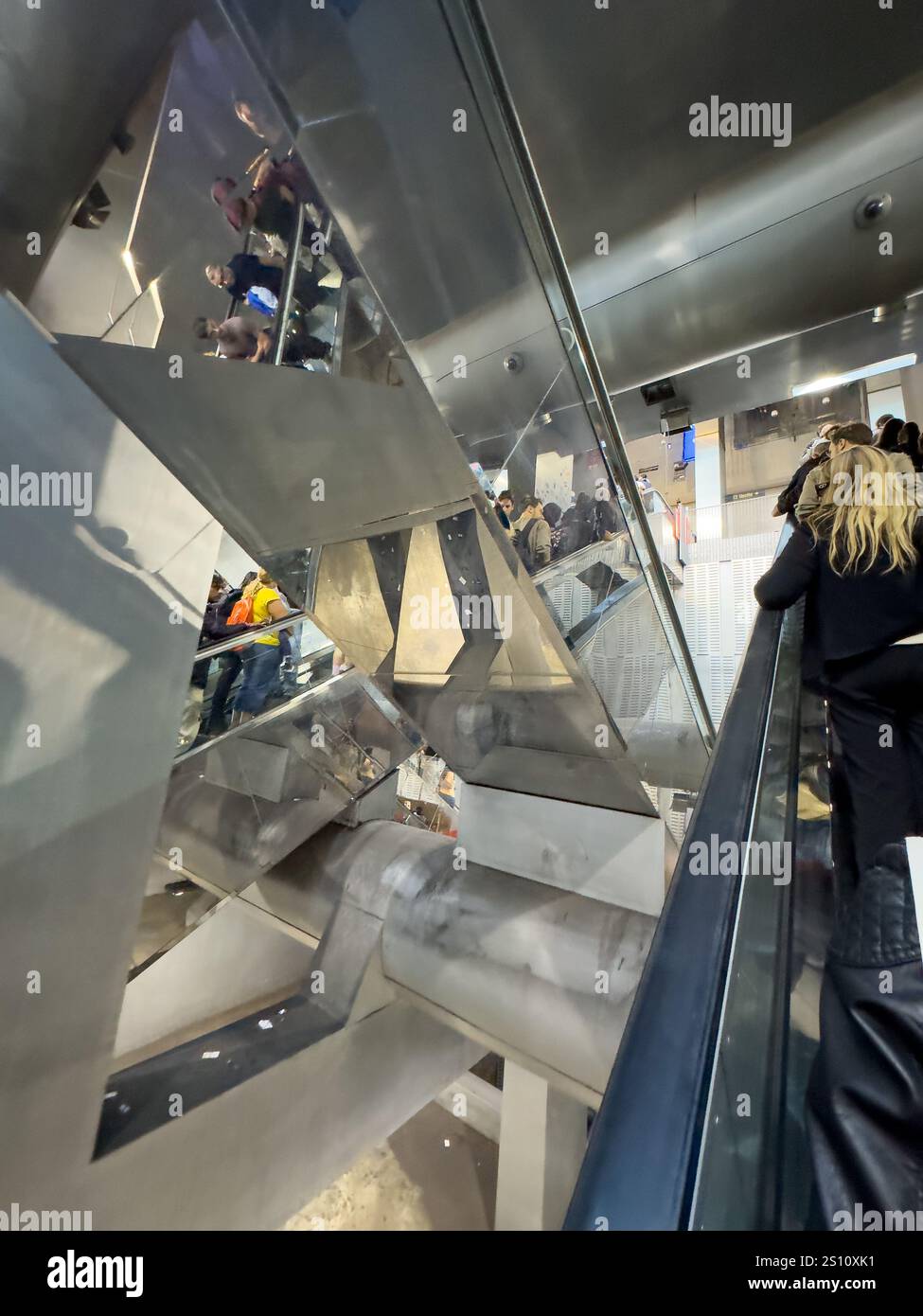 Escalators in the Garibaldi metro station in Naples, Italy Stock Photo ...