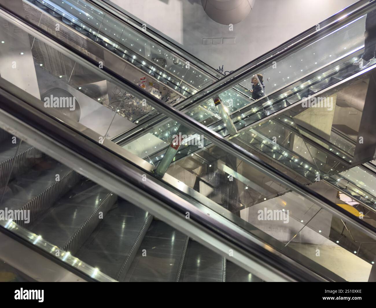 Escalators in the Garibaldi metro station in Naples, Italy Stock Photo ...