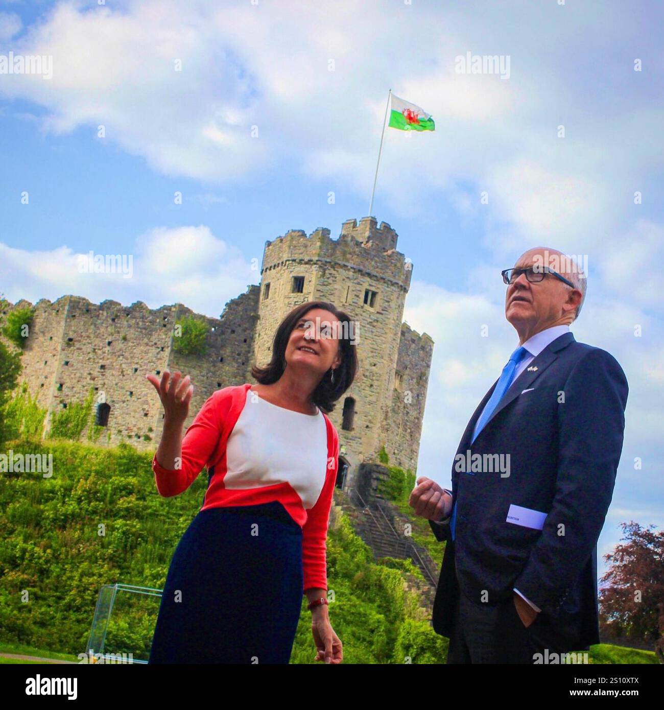 Eluned Morgan and Woody Johnson Stock Photo - Alamy