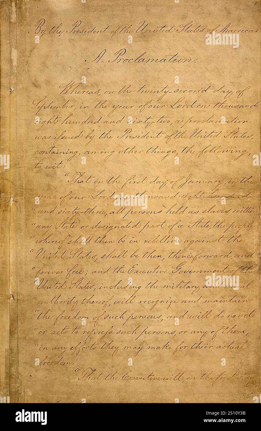 Emancipation proclamation document Stock Photo - Alamy