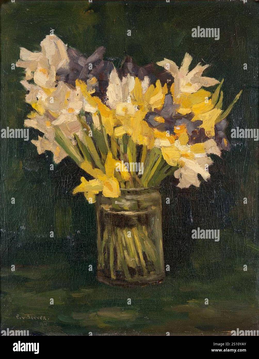 Emanuel Samson van Beever (1876-1912) - Narcissen in glazen vaas Stock ...