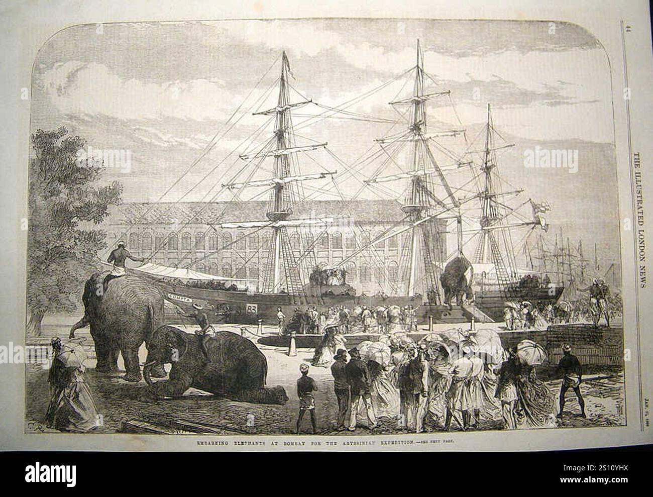 Embarking elephants at Bombay for the Abyssinian expedition,'' from the ...