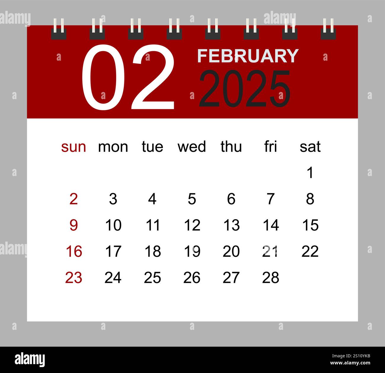 February 2025. Vector monthly calendar template 2025 year in simple ...