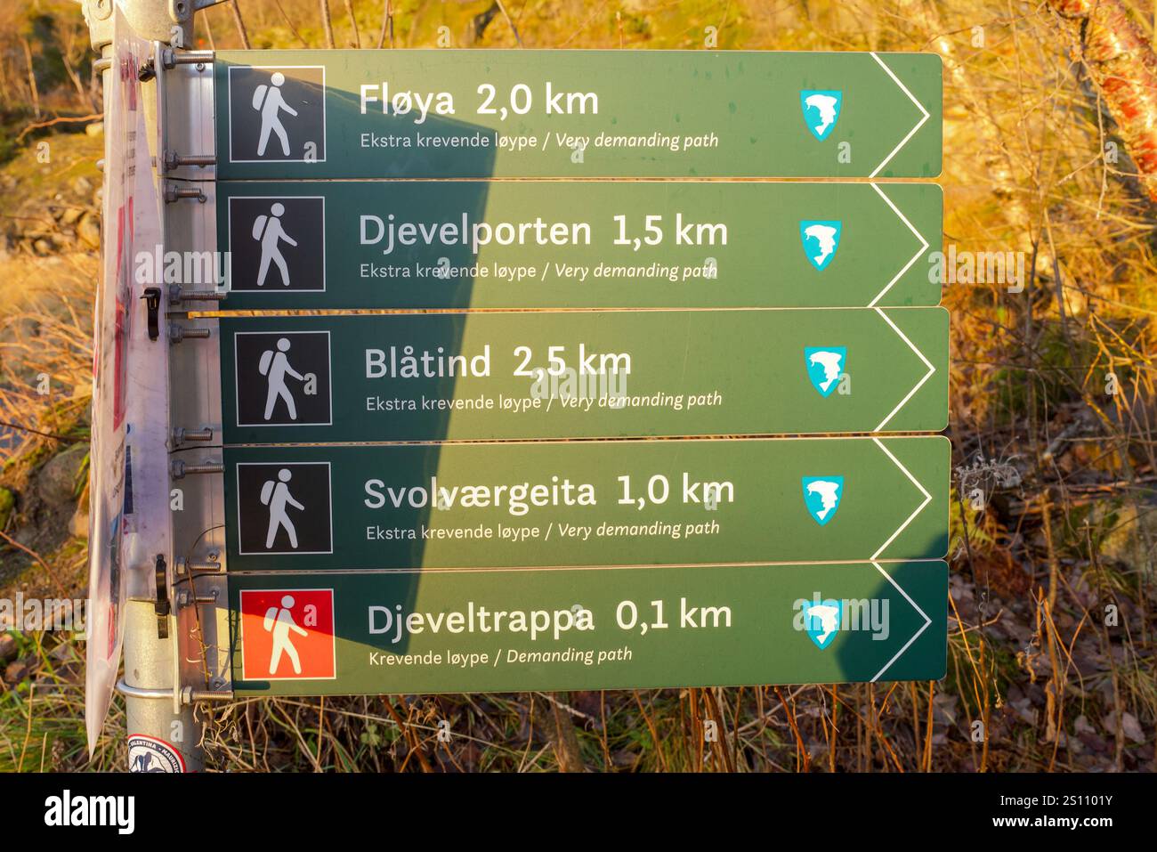 Svolvaer, Lofoten Islands, Norway, 11.10.2024. Hiking trails sign for ...