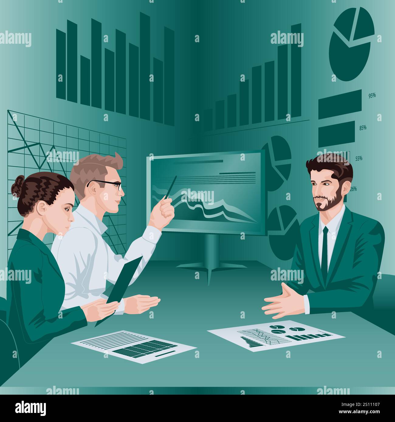 Group of people conducts stakeholder interviews to identify and ...