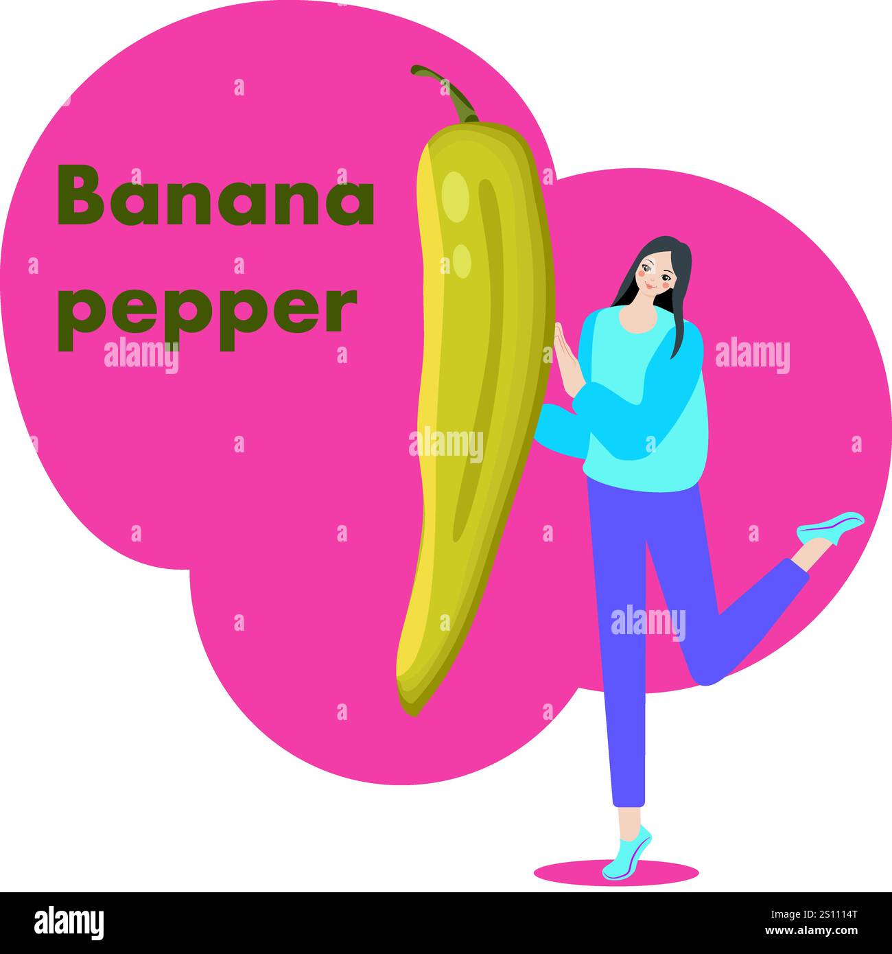A woman holds banana chili pepper or yellow wax pepper. Isolated vector ...