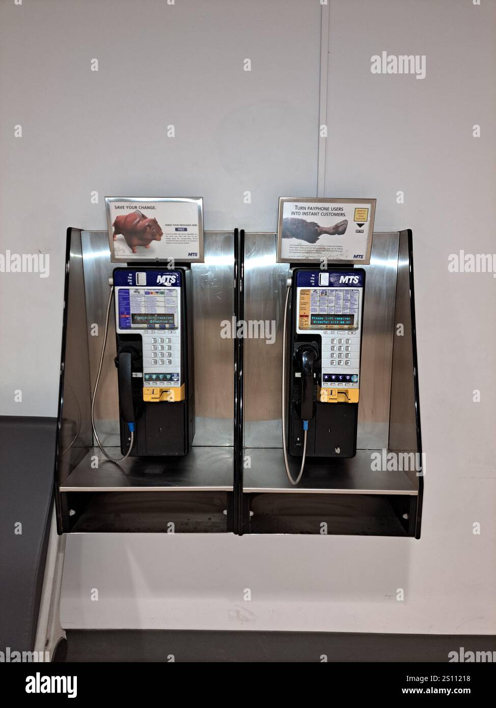 Pay phones inside Union Station in Winnipeg, Manitoba, Canada Stock ...