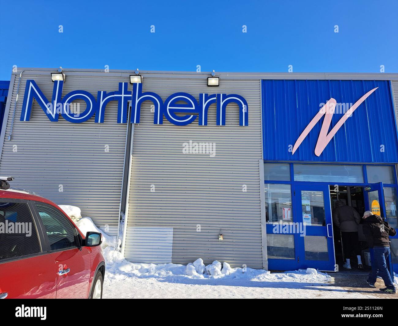 Northern grocery store sign on Kelsey Boulevard in Churchill, Manitoba ...