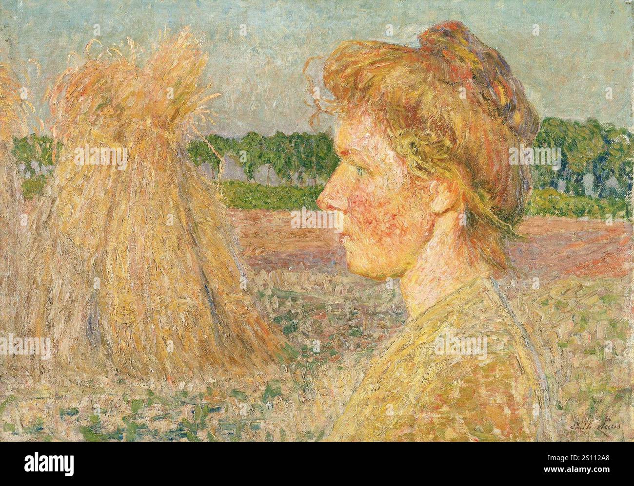 Emile Claus - Profile of a Woman and Wheatsheaves - 1938-M Stock Photo ...