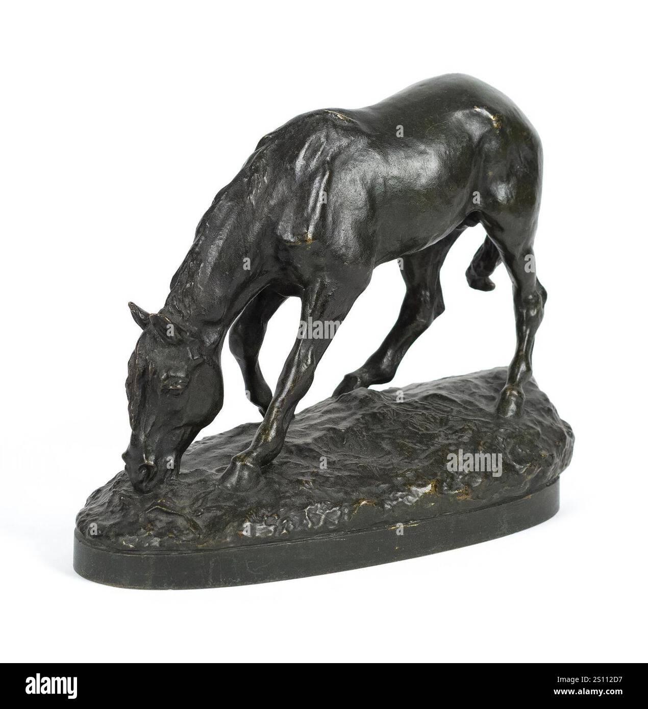 Emile Félix Gaulard - bronze sculpture of a grazing horse, singed E ...