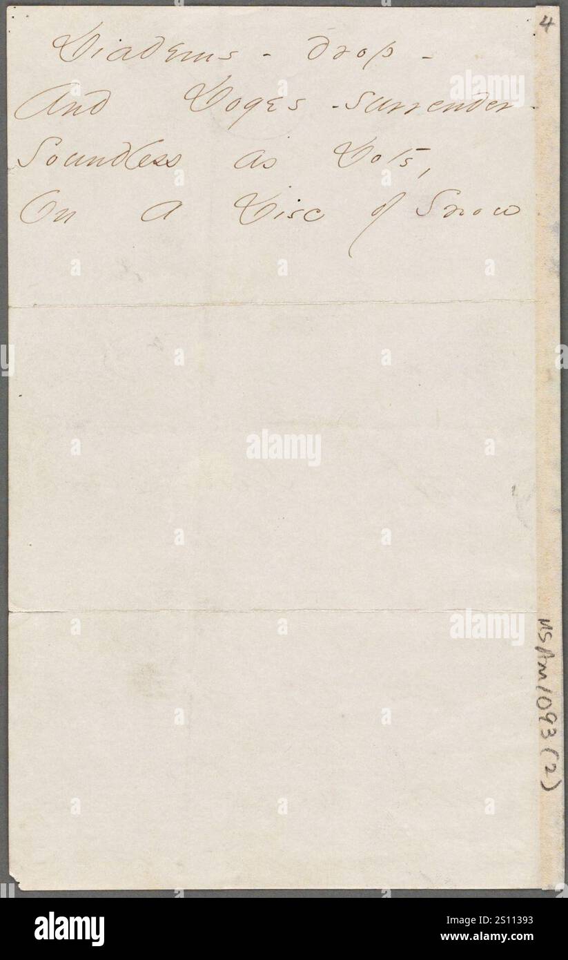 Emily Dickinson, Amherst, Mass., autograph manuscript poem, Safe in ...