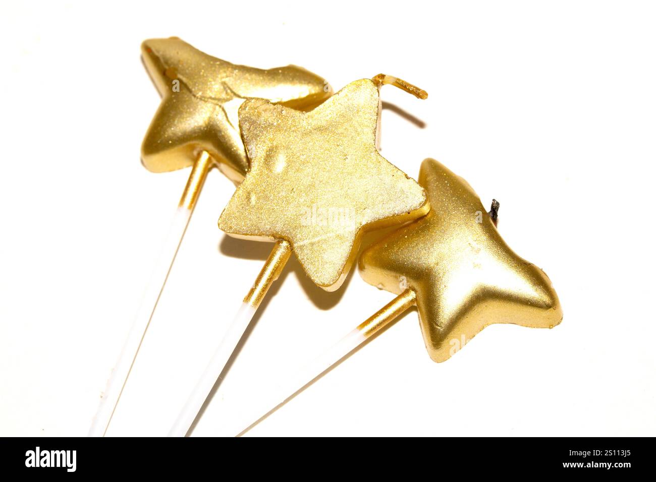 Party Over Gold Candle Star Shaped Melting On White Background ...