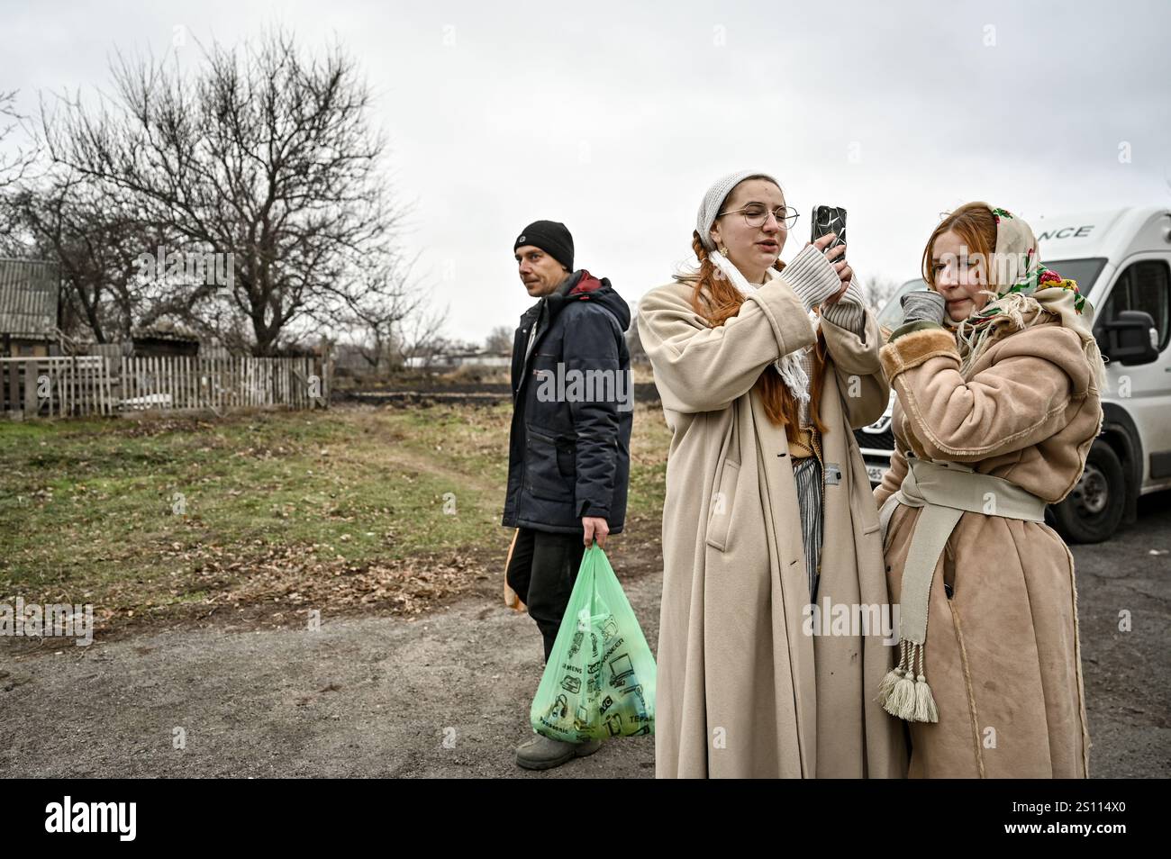 ZAPORIZHZHIA REGION, UKRAINE - DECEMBER 27, 2024 - Volunteer actors ...