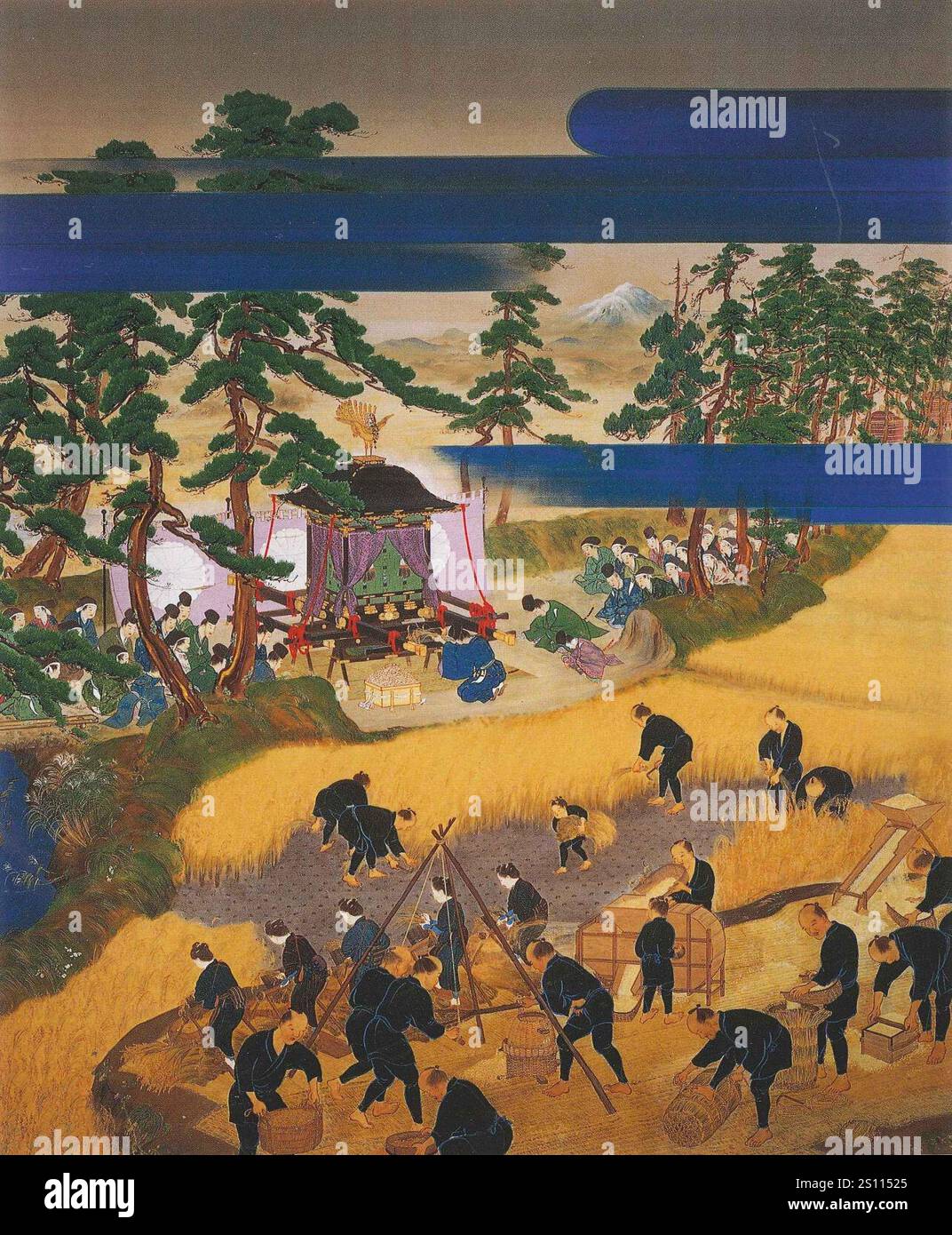 Emperor Viewing Rice Harvest by Morimura Gito Stock Photo - Alamy