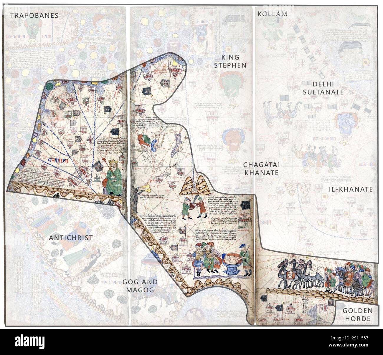Empire of the Great Khan (Catayo) according to the Catalan Atlas (1375 ...