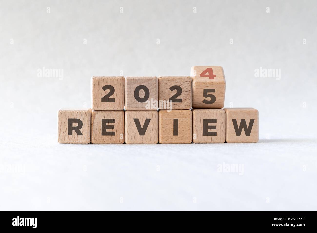 Flipping of 2024 to 2025 on wooden blocks. 2024 business and customer review for business ...