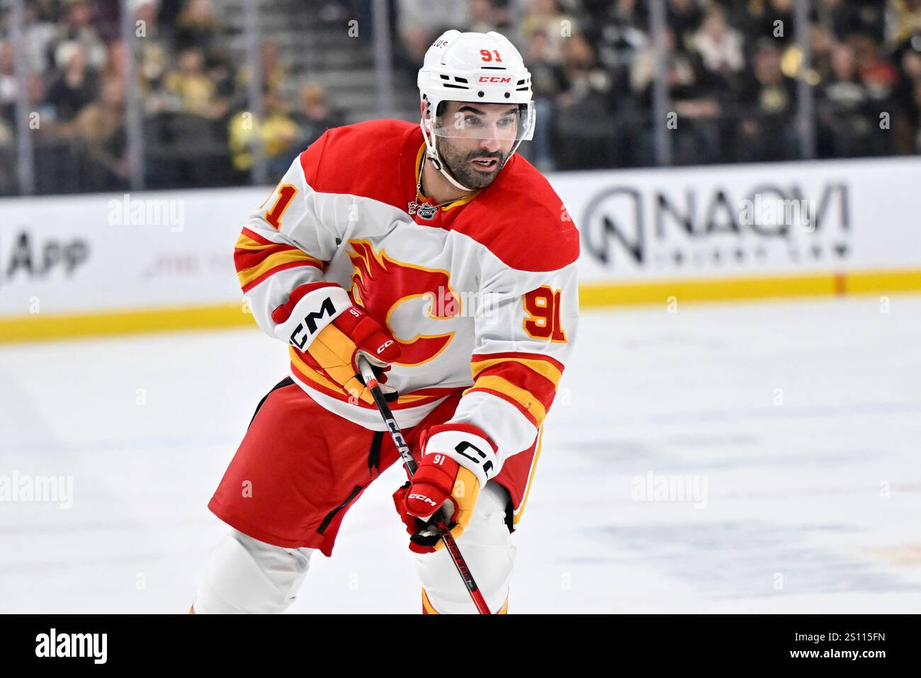 Calgary Flames center Nazem Kadri (91) skates against the Vegas Golden ...