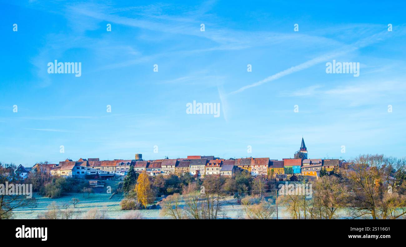old medieval town wall build of half timbred houses in Idstein Walsdorf ...