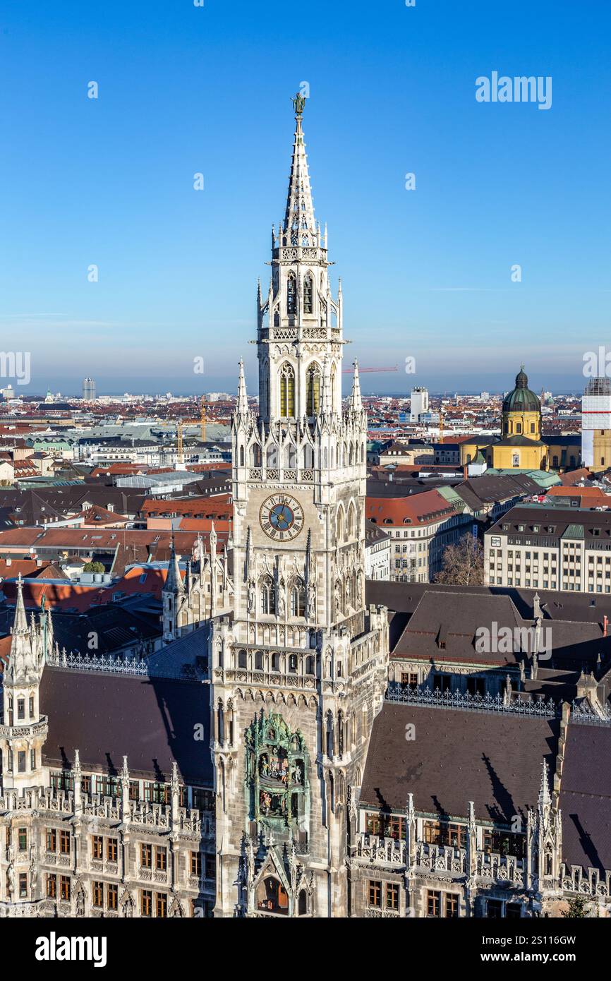 view to skyline of Munich with new town hall and view to Marienplatz ...