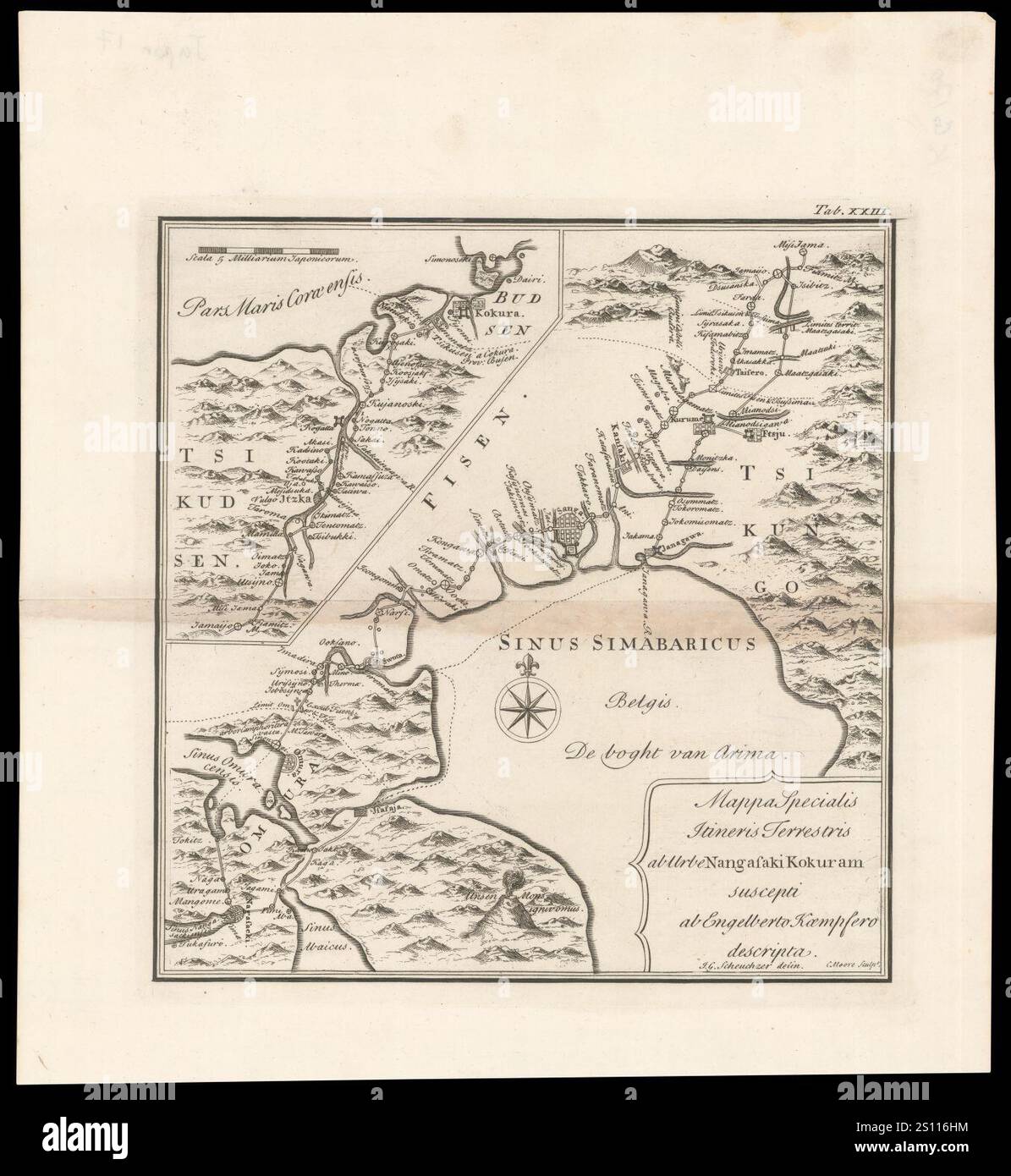 Engelbert Kaempfer, Mappa Specialis Itineris Terrestris ab urbe ...