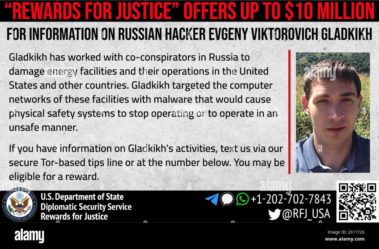 English Language Reward Poster for Evgeny Viktorovich Gladkikh Stock Photo - Alamy