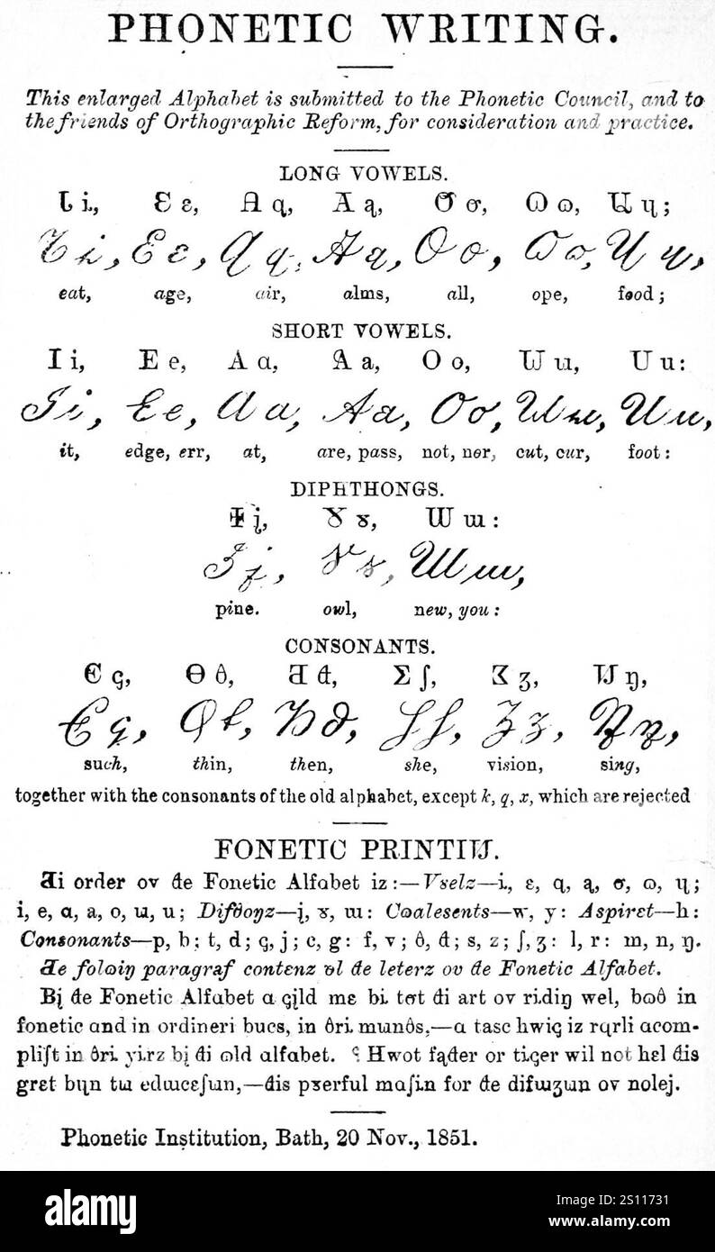 English Phonotypic Alphabet - 1851-12 in The Precursor Stock Photo - Alamy