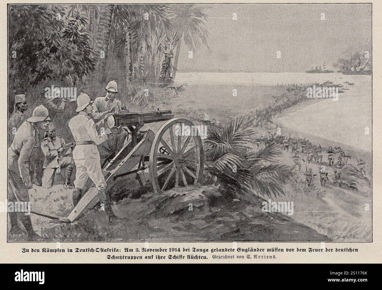 English troops chased back to their ship under German fire 3 November ...