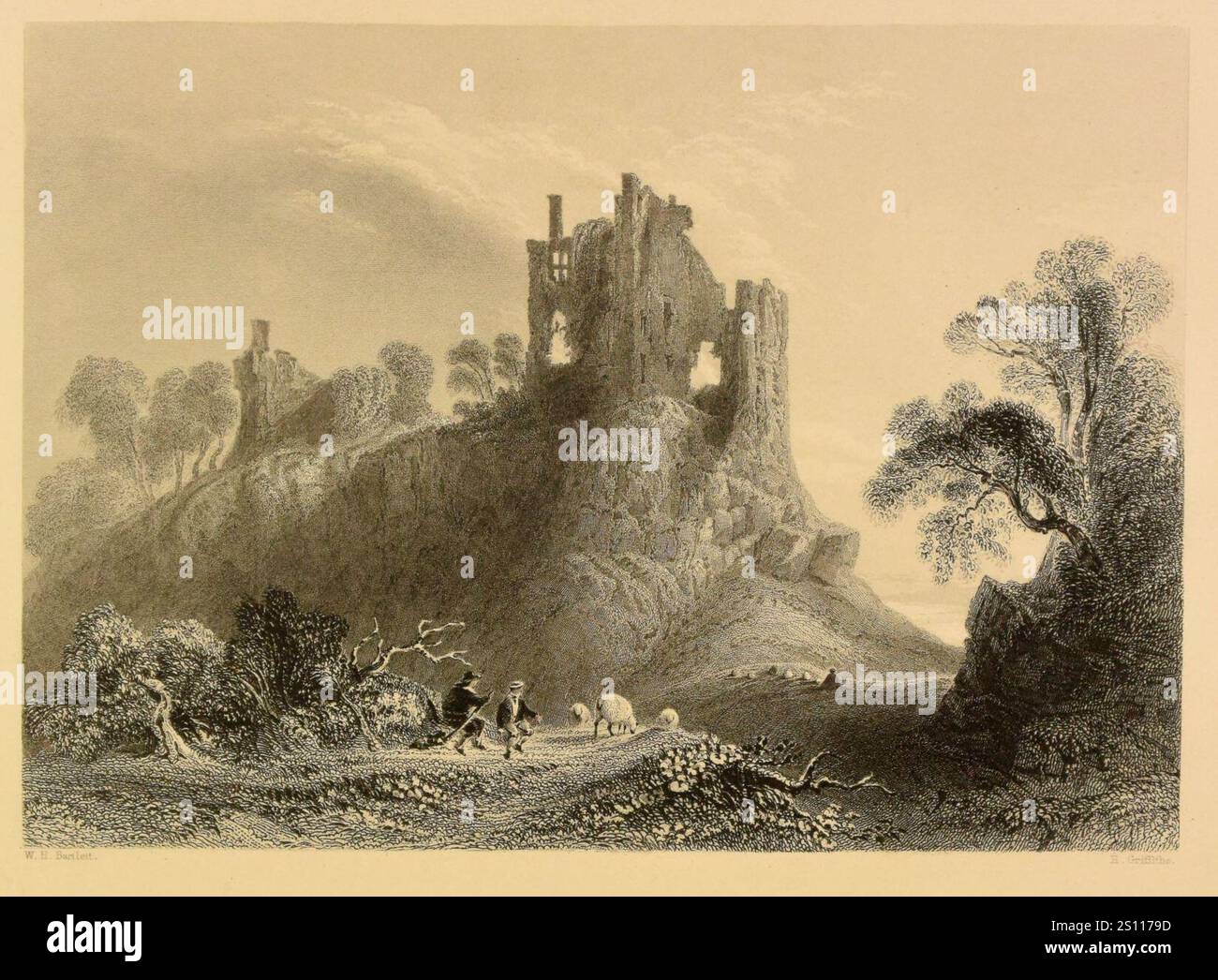 Engraving of Carrigogunnel Castle Ireland by W. H. Bartlett & H ...