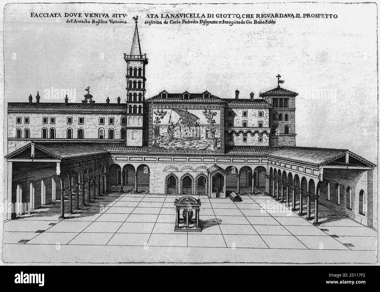 Engraving of the portico of Old St. Peter's Basilica Stock Photo - Alamy