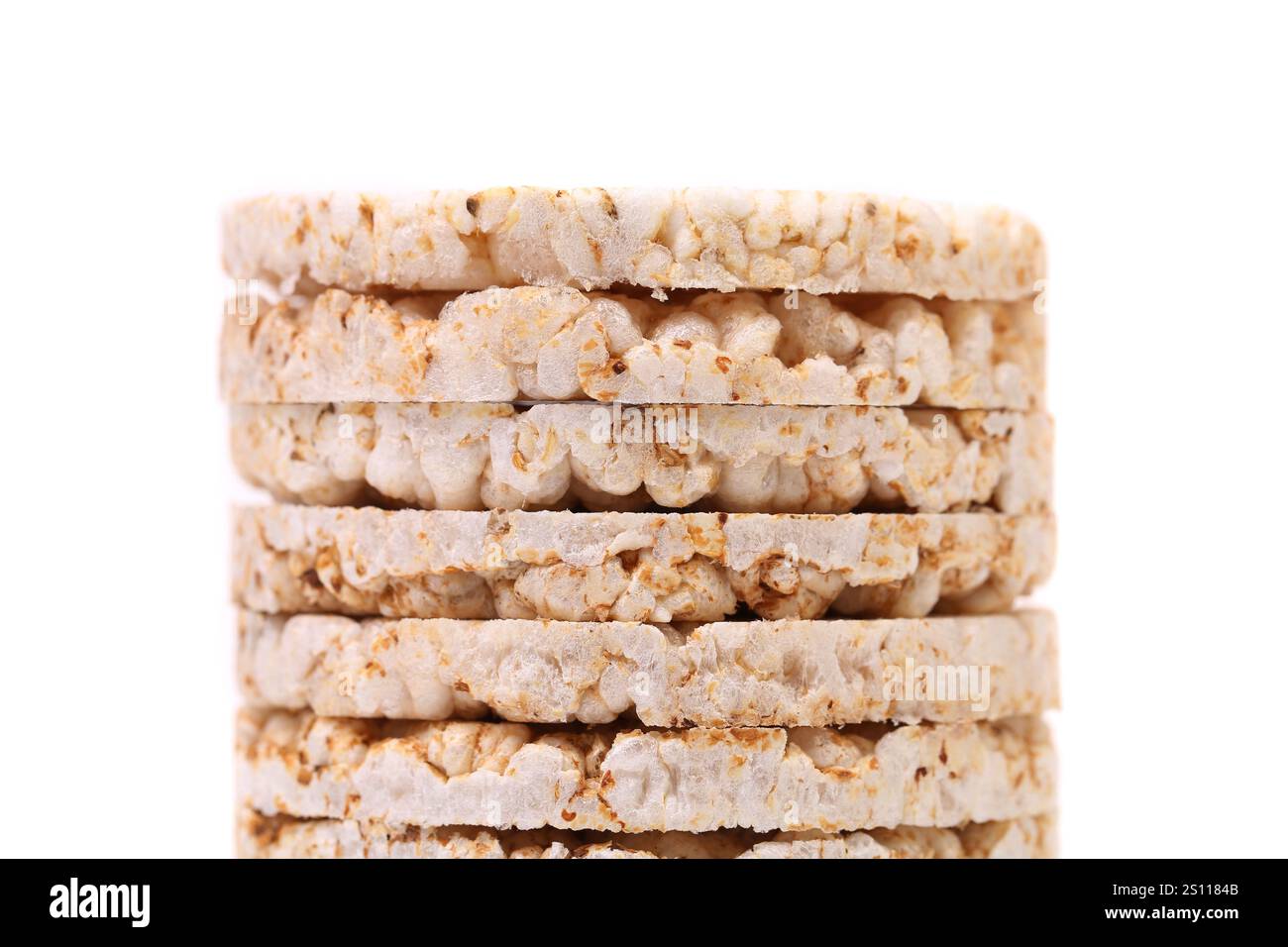 Stack of corn crackers. Close up. White background Stock Photo - Alamy
