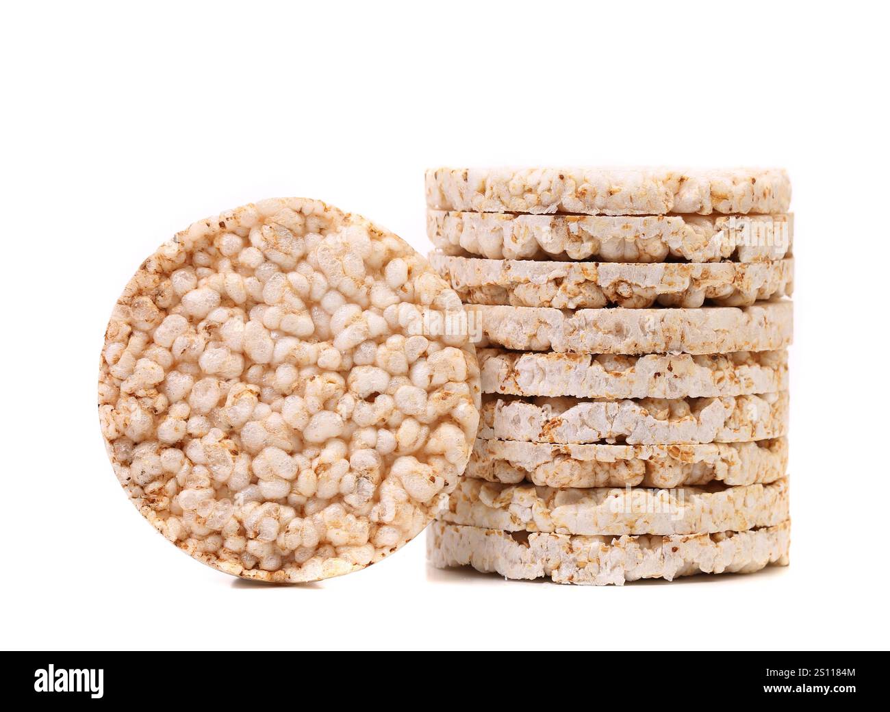 Stack of corn crackers. Close up. White background Stock Photo - Alamy