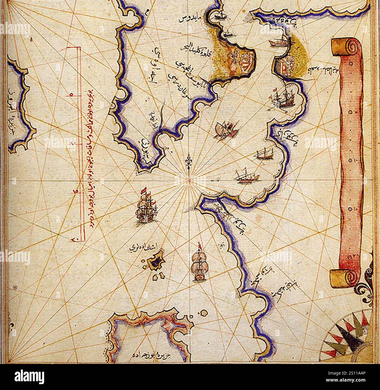 Entrance of the Dardanelles Strait by Piri Reis Stock Photo - Alamy