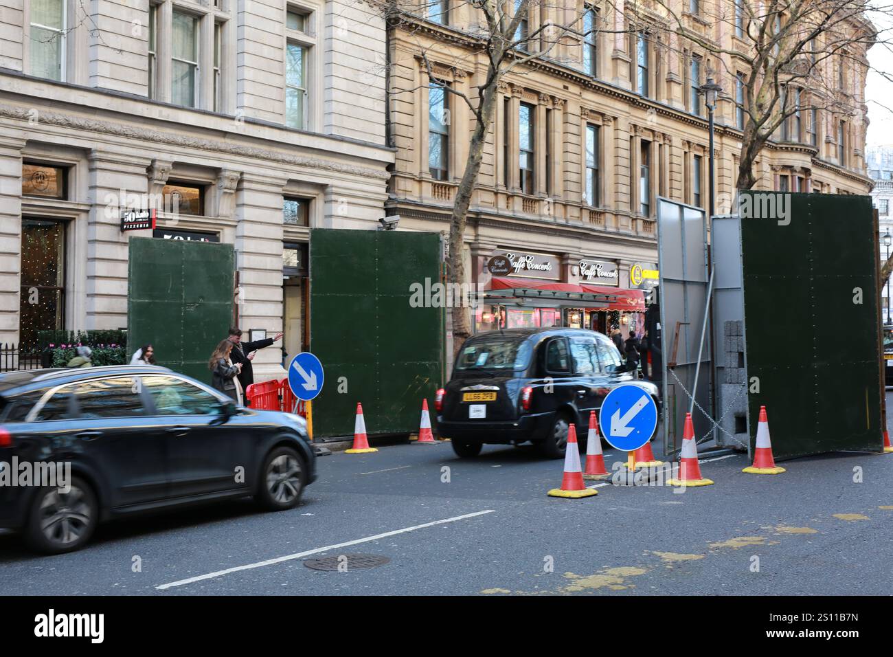 London, UK. 30 December 2024. Security gates are set up on ...