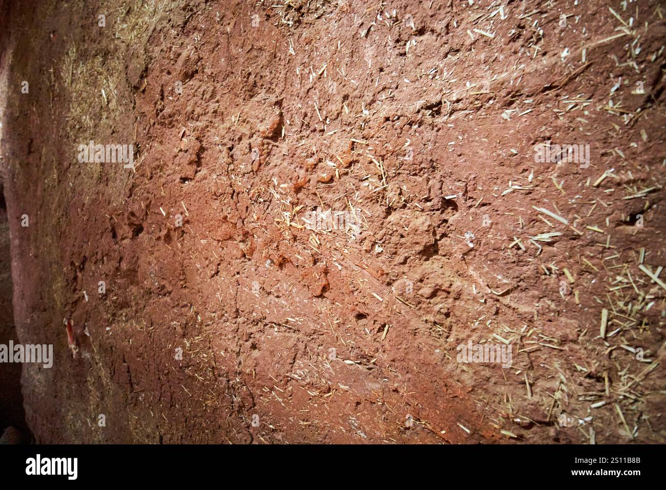 mud clay and straw walls in a traditional mud and wood framed berber ...