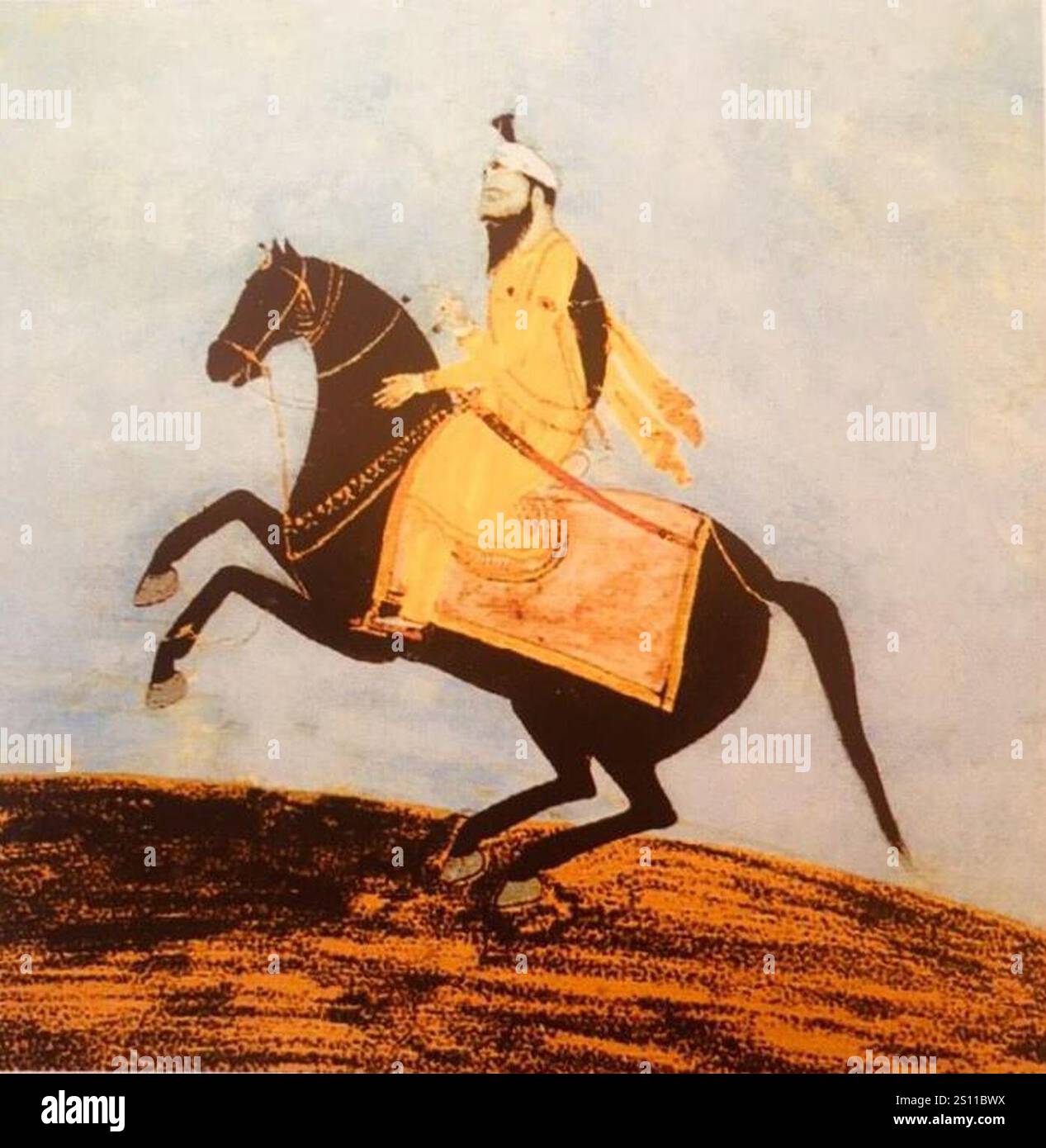 Equestrian painting of Fateh Singh of Shamgarh State, circa 19th ...