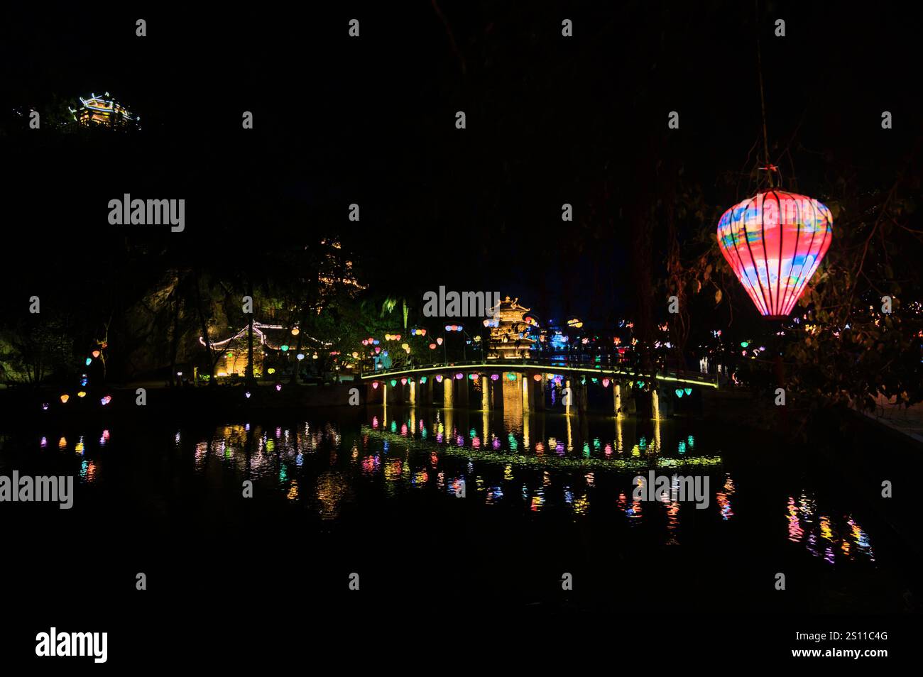 Traditional vietnamese paper lanterns at night, Ninh Binh, Vietnam ...