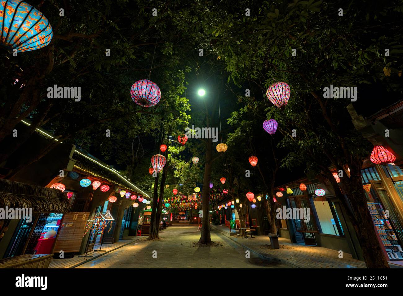 Traditional vietnamese paper lanterns at night, Ninh Binh, Vietnam ...
