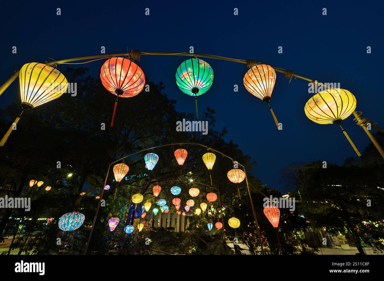 Traditional vietnamese paper lanterns at night, Ninh Binh, Vietnam ...
