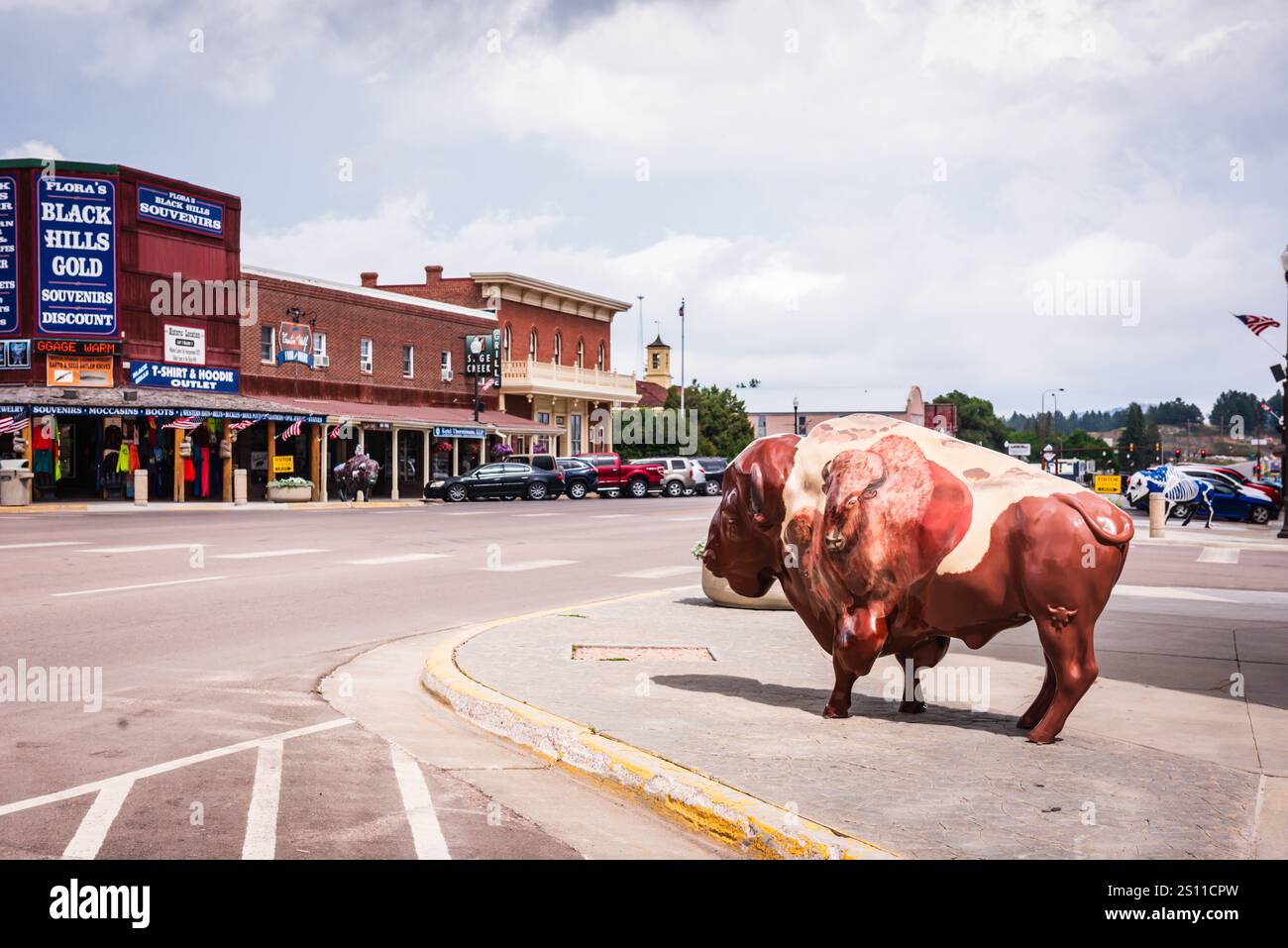 Custer SD USA - August 25, 2017: Colorfully painted symbolic buffalo ...