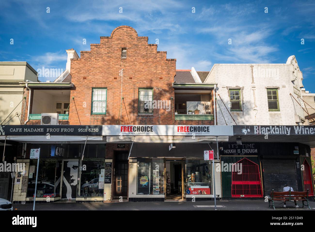 Parade of cafes and shops on Glebe Point Road in Glebe, a laidback ...
